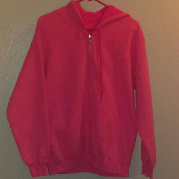 Gildan | Tops | Gildan Smart Basics Neon Pink Zipper Hoodie | Poshmark